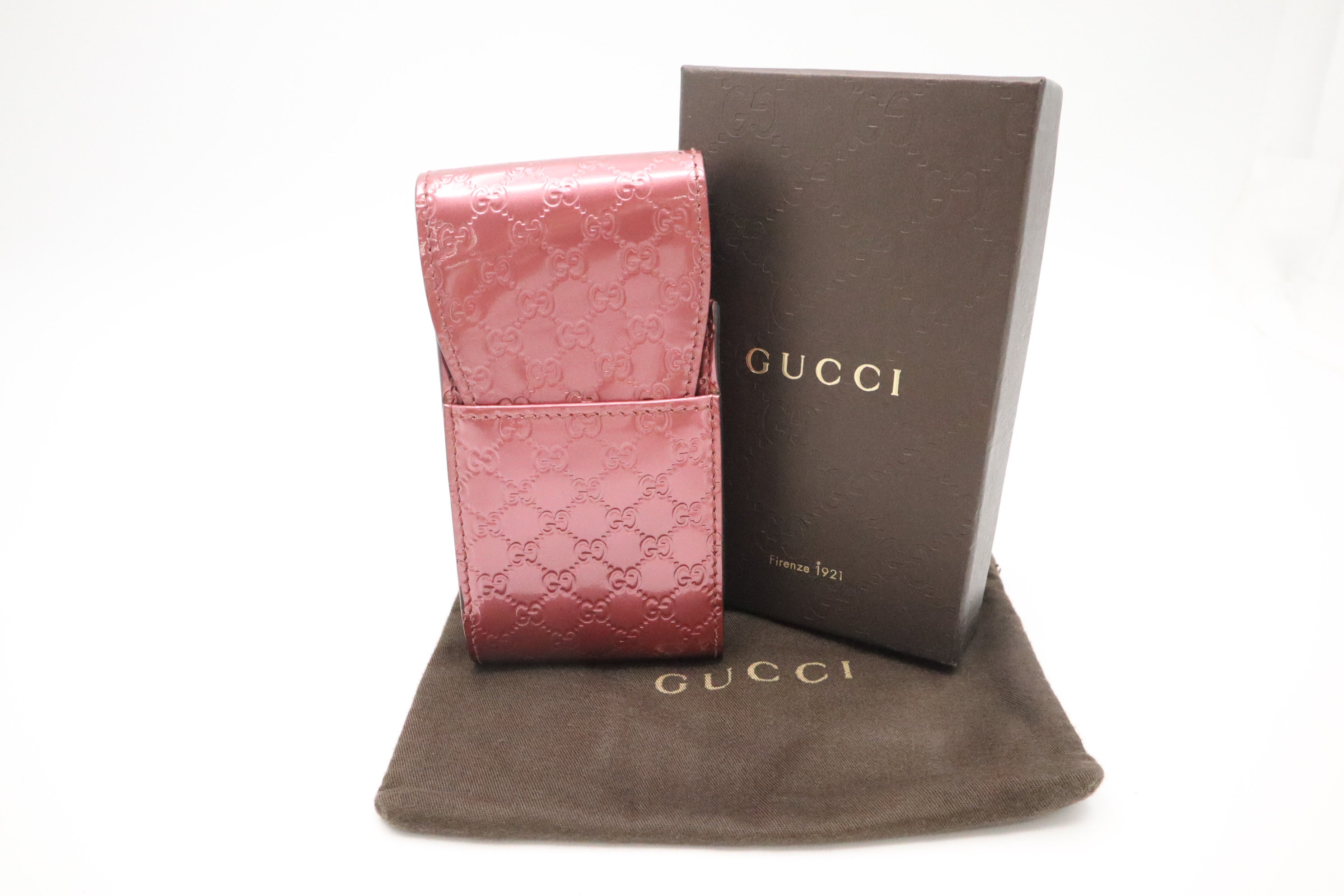 Gucci Cigarette Case in Metallic Pink Guccissima Patent Leather ...